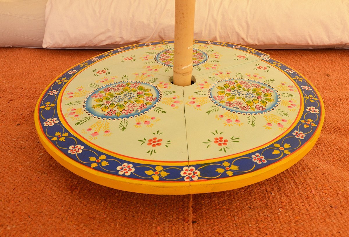 Camping with Soul Tri-fold Table • Hand Painted Indian Table - Bell Tent UK